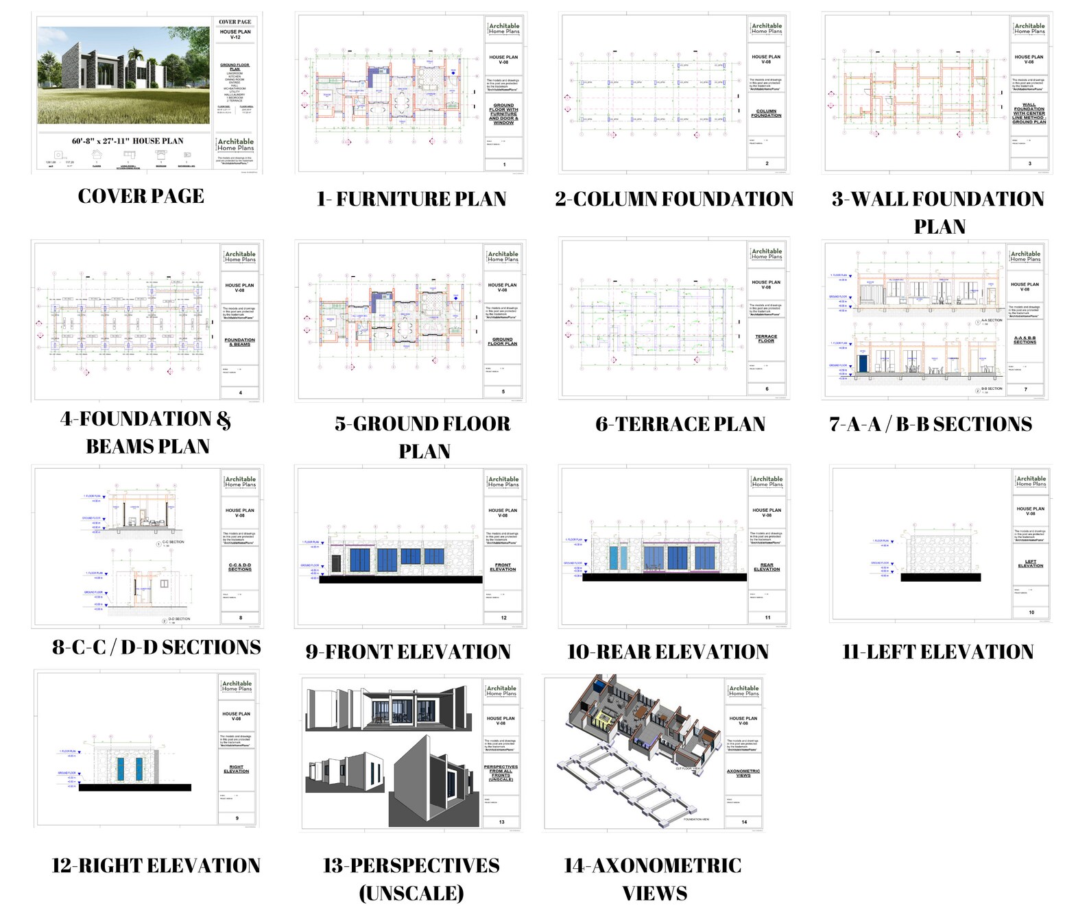 Modern Stone House Plan: Contemporary Architectural Blueprint (PDF) - Etsy