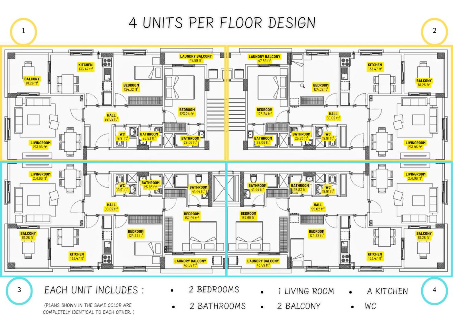 5-story Modern Apartment Plan: Residential Building Design (CAD & PDF ...