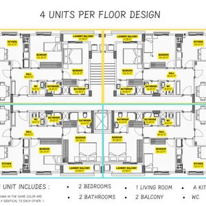 5-story Modern Apartment Plan: Residential Building Design (CAD & PDF ...