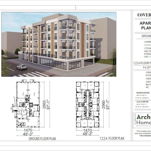 5-story Modern Apartment Plan: Residential Building Design (CAD & PDF ...