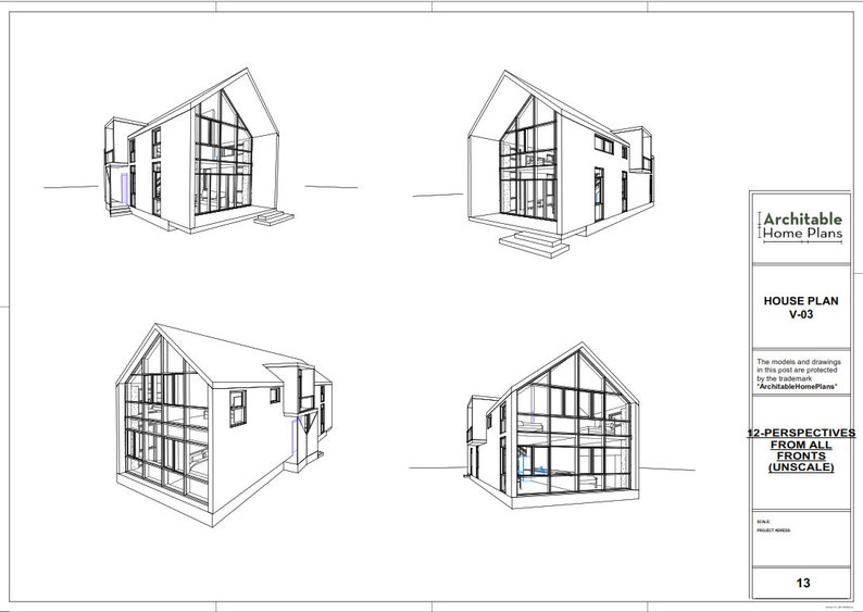 Cottage A-frame House Plans: Tiny Cabin Architectural Drawings (free ...