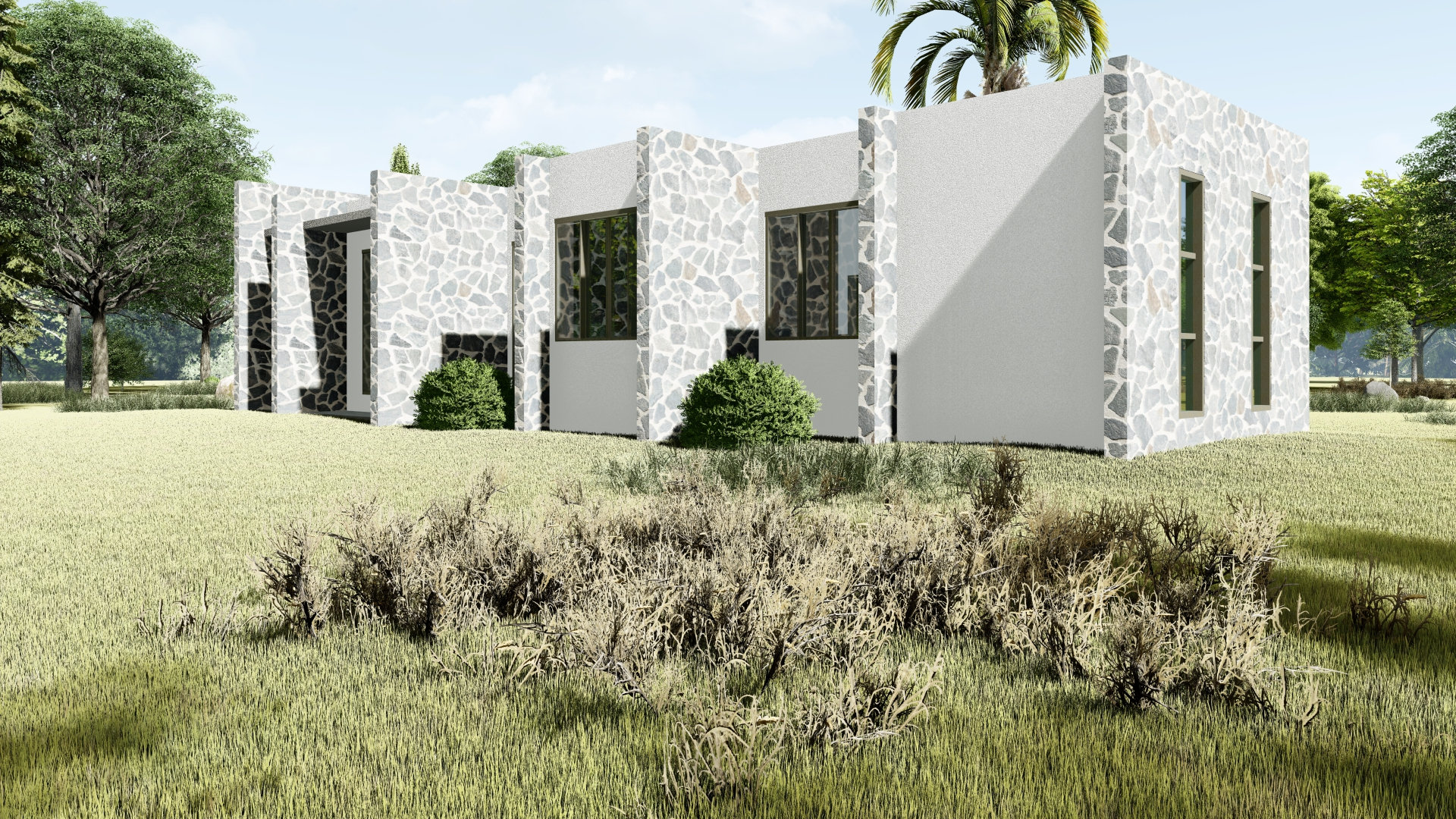 Modern Stone House Plan: Contemporary Architectural Blueprint (PDF) - Etsy