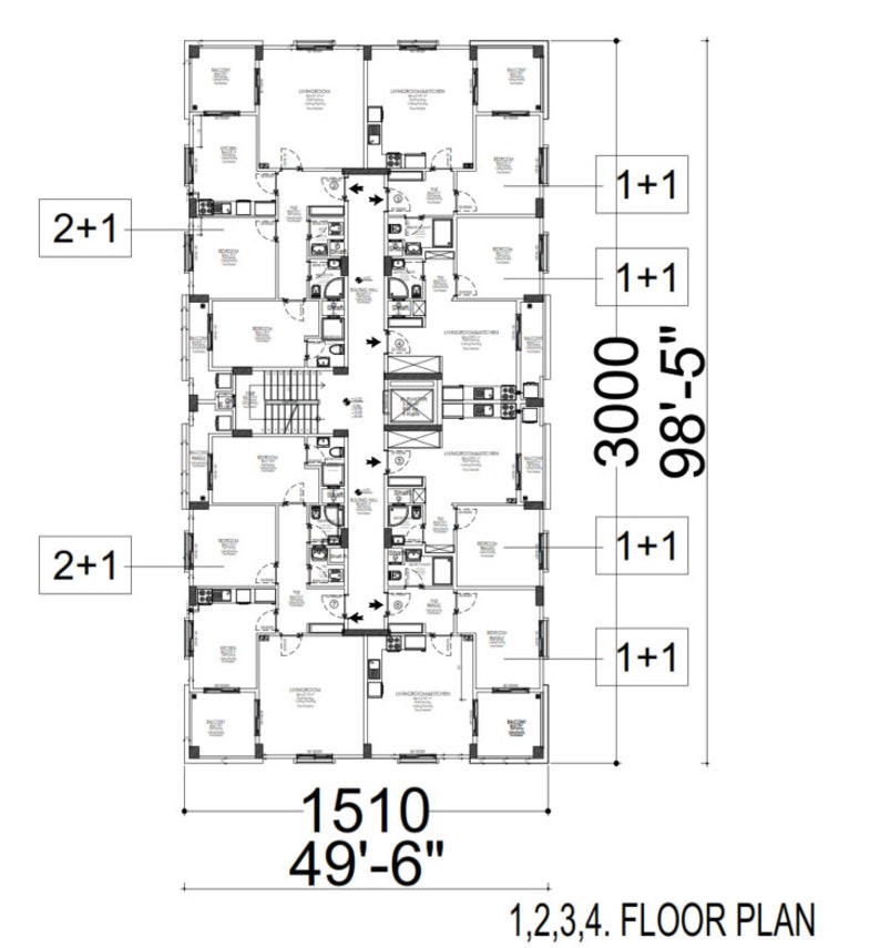 Modern 5-story Apartment Building Plan: Multi-floor Design (CAD & PDF ...