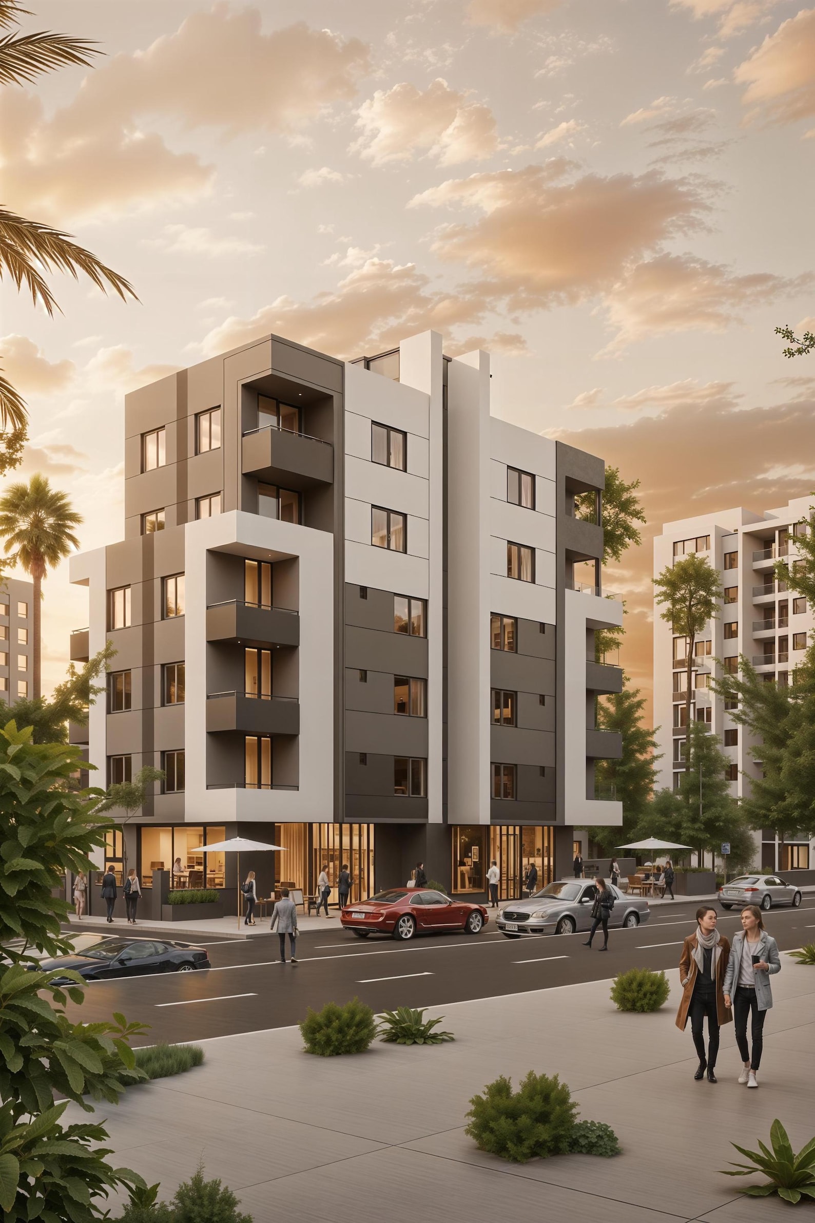 Modern 5-story Apartment Building Plan: 2 Bed 1 Bath Units (PDF ...