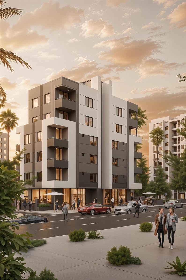 Modern 5-story Apartment Building Plan: 2 Bed 1 Bath Units (PDF Download) - Etsy