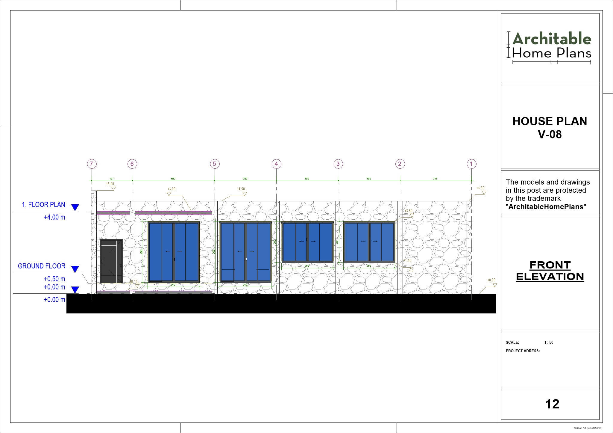 Modern Stone House Plan: Contemporary Architectural Blueprint (PDF) - Etsy