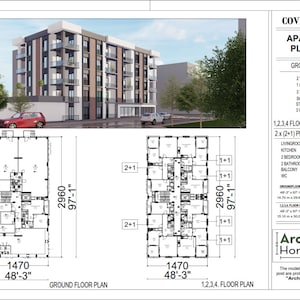 Modern 5-story Apartment Building Plan: Multi-floor Design (CAD & PDF ...