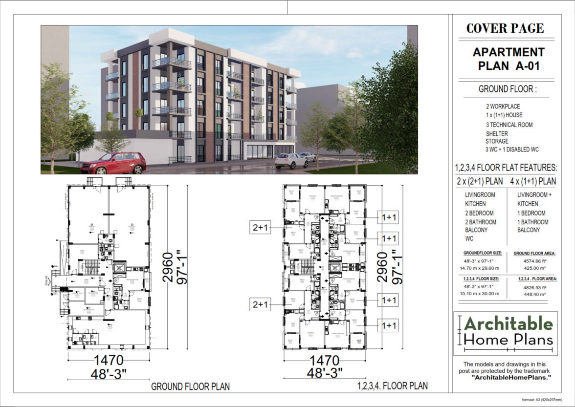 Apartment Plan, Residence Condo Multi-family House, Customizable ...