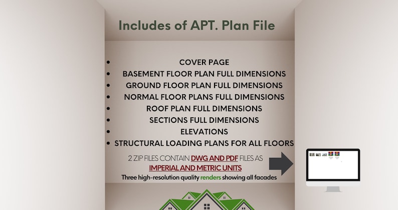 Modern 5-story Apartment Building Plan: 2 Bed 1 Bath Units (PDF Download) - Etsy