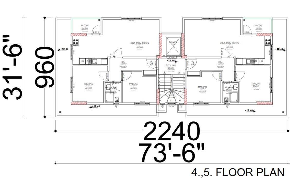Modern 5-story Apartment Building Plan: 2 Bed 1 Bath Units (PDF ...