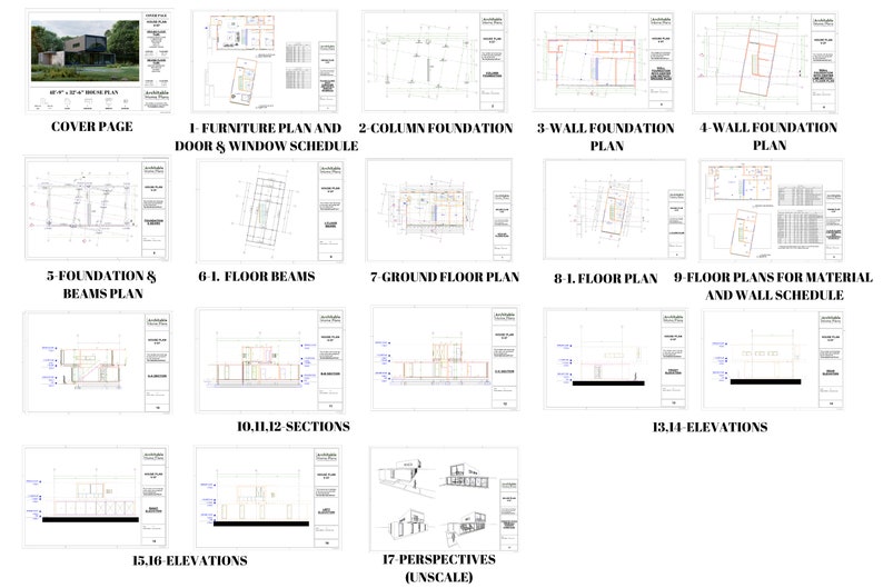 Modern House Plan: Concrete & Steel, 4 Bedroom (DWG + PDF) - Etsy