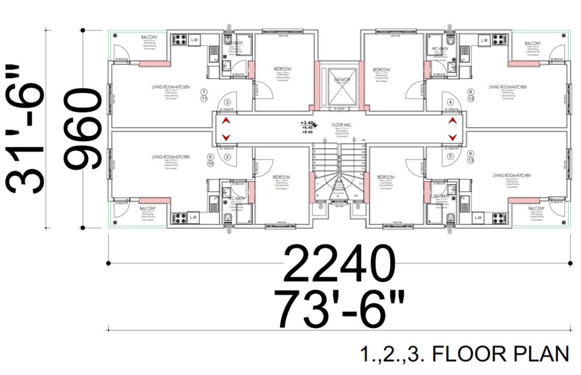 Modern 5-story Apartment Building Plan: 2 Bed 1 Bath Units (PDF ...