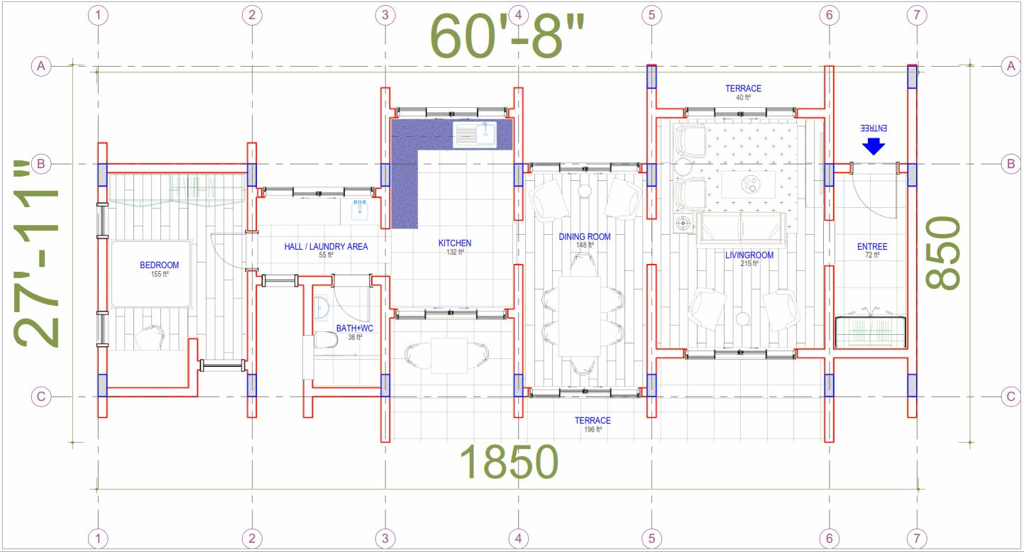 Modern Stone House, Contemporary House Plan, Architectural Blueprint - Etsy