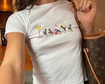 Vintage Cocktail Baby Tee, Coquette Baby Tee, Retro Graphic Top ...
