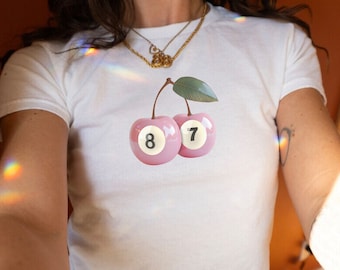 Y2k Pool Ball Graphic Baby Tee, Downtown Girl, Y2k Billiard Graphic ...