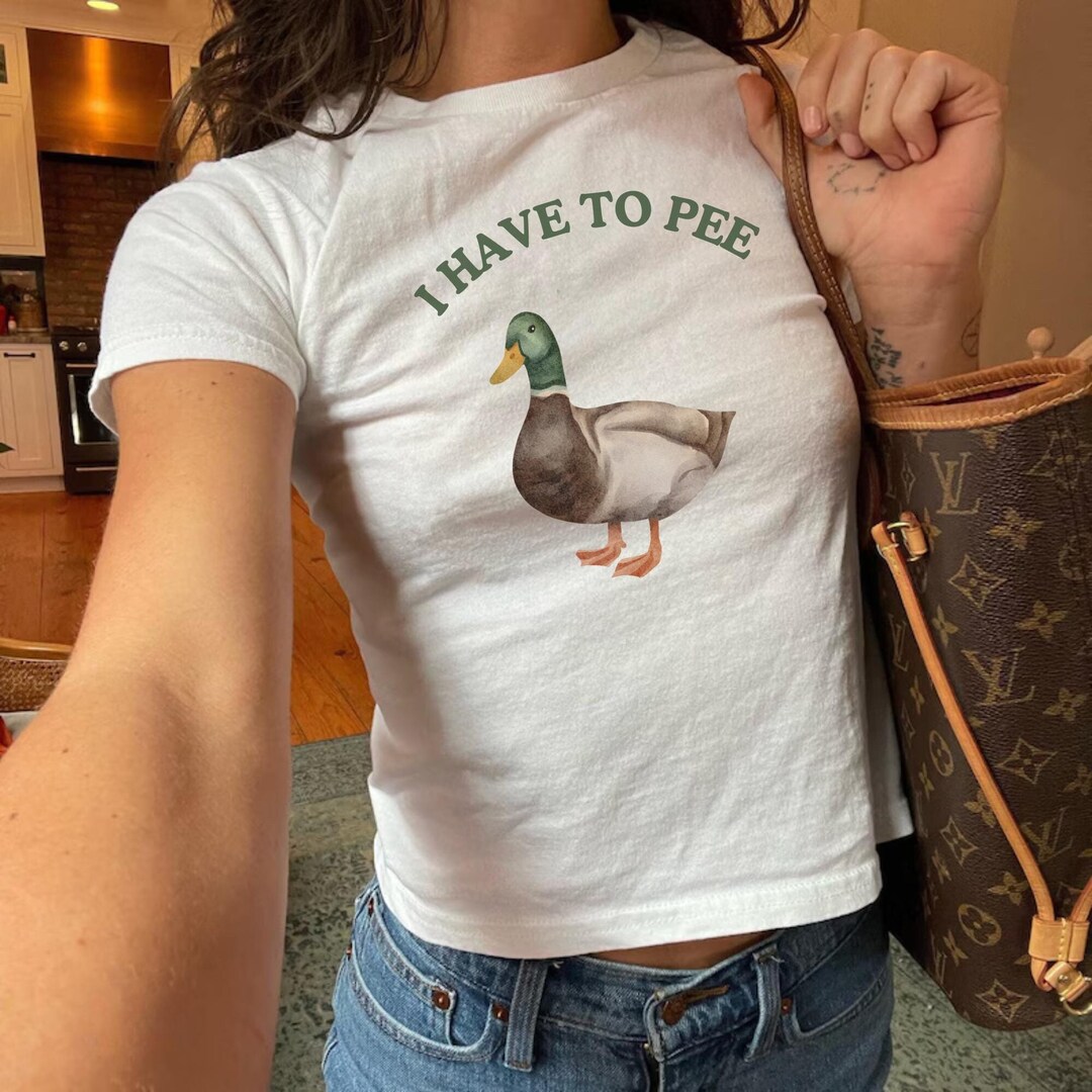 I Have to Pee Baby Tee, Funny Baby Tee, Y2K Aesthetic, Duck, Duckling ...