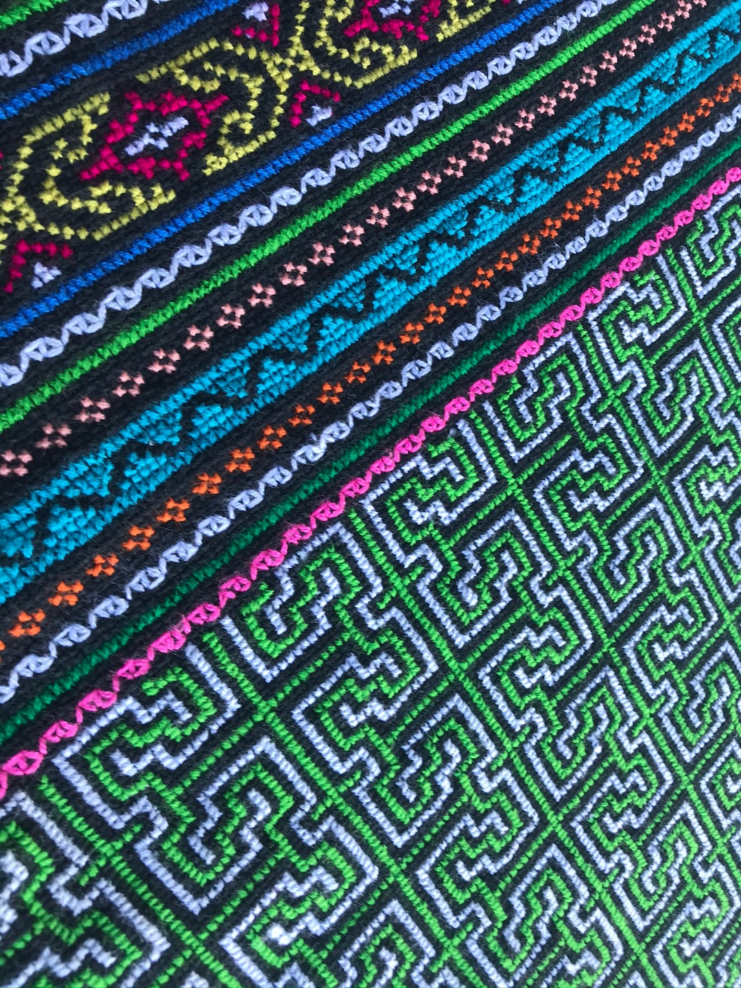 Pechikonan Kene Rainforest Green Traditional Shipibo Kene Tapestry ...