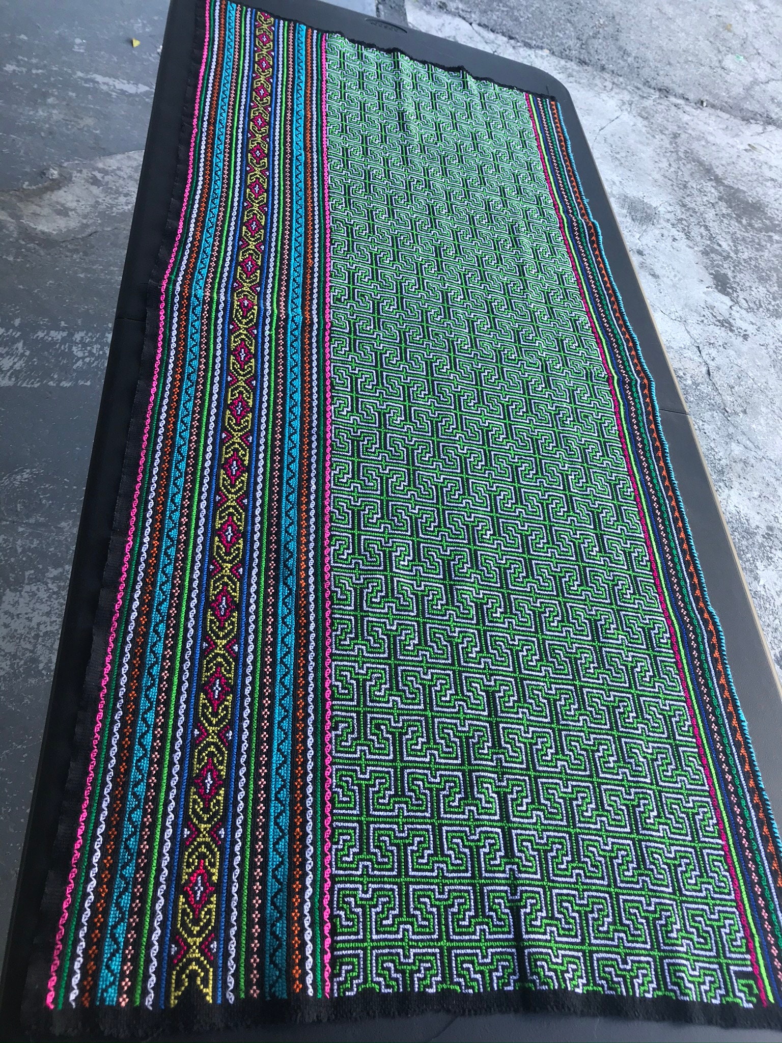 Pechikonan Kene Rainforest Green Traditional Shipibo Kene Tapestry ...