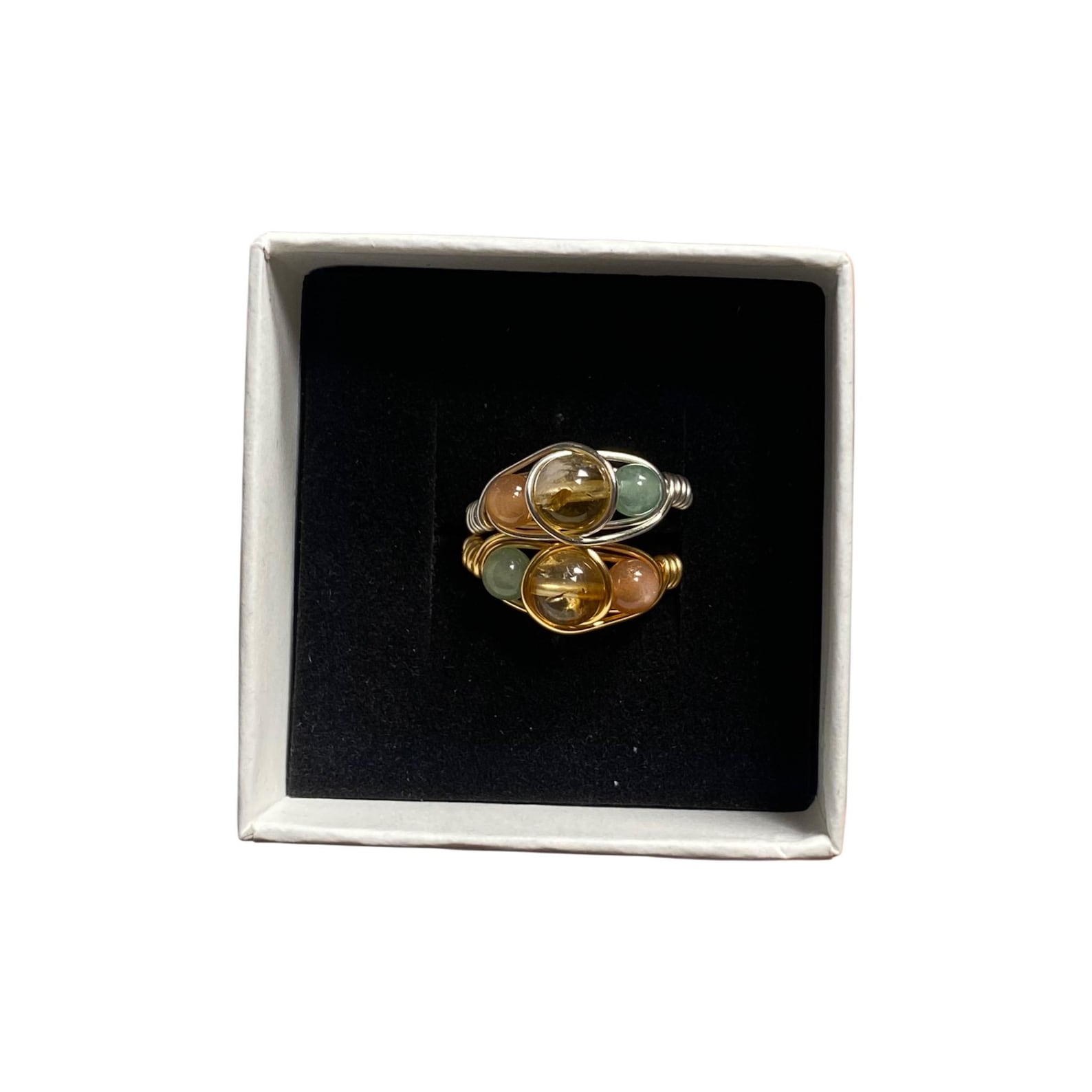 Lucky Girl Syndrome Crystal Ring With Green Aventurine, Citrine and ...