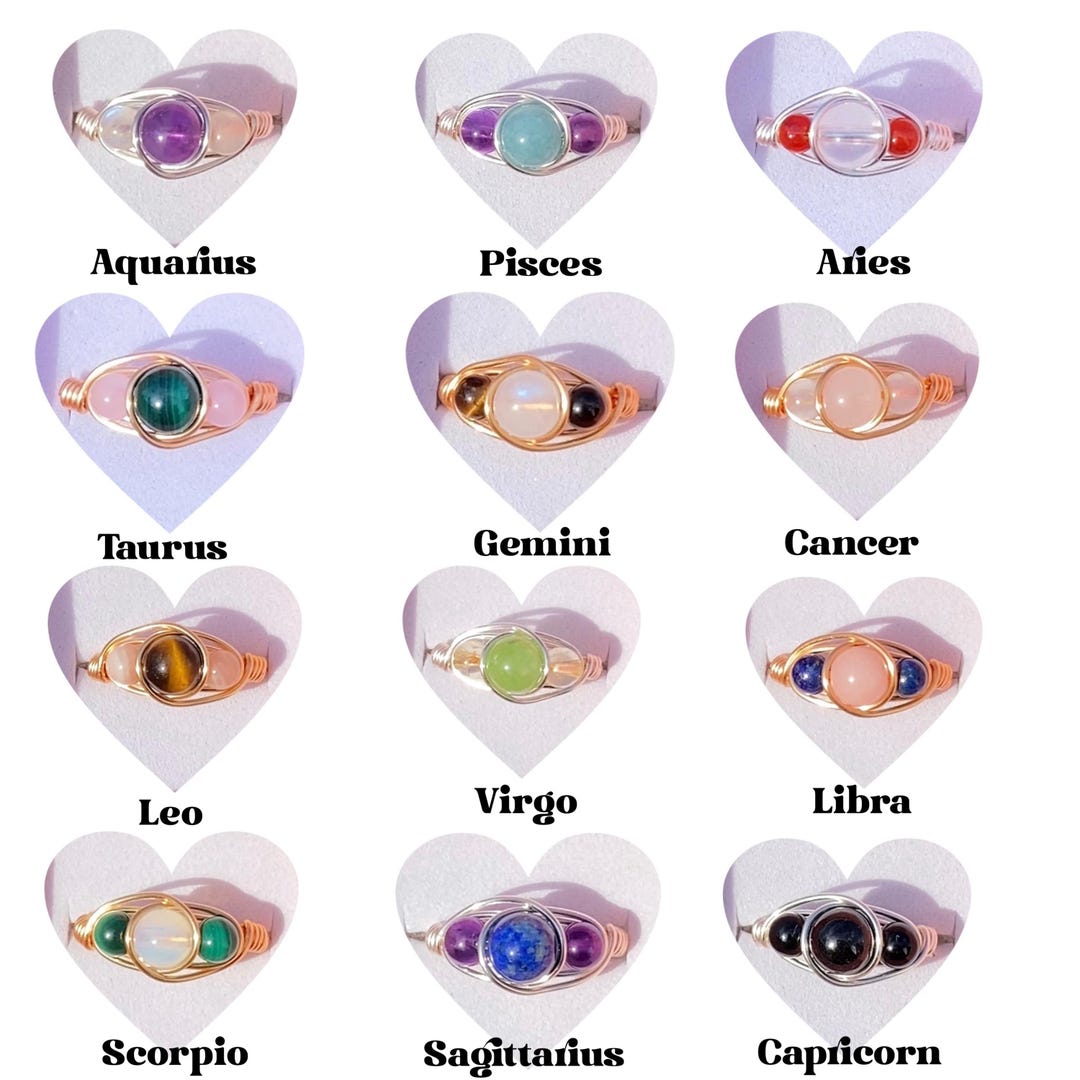 Zodiac Crystal Rings Manifestation Love Success Scorpio Sagittarius ...
