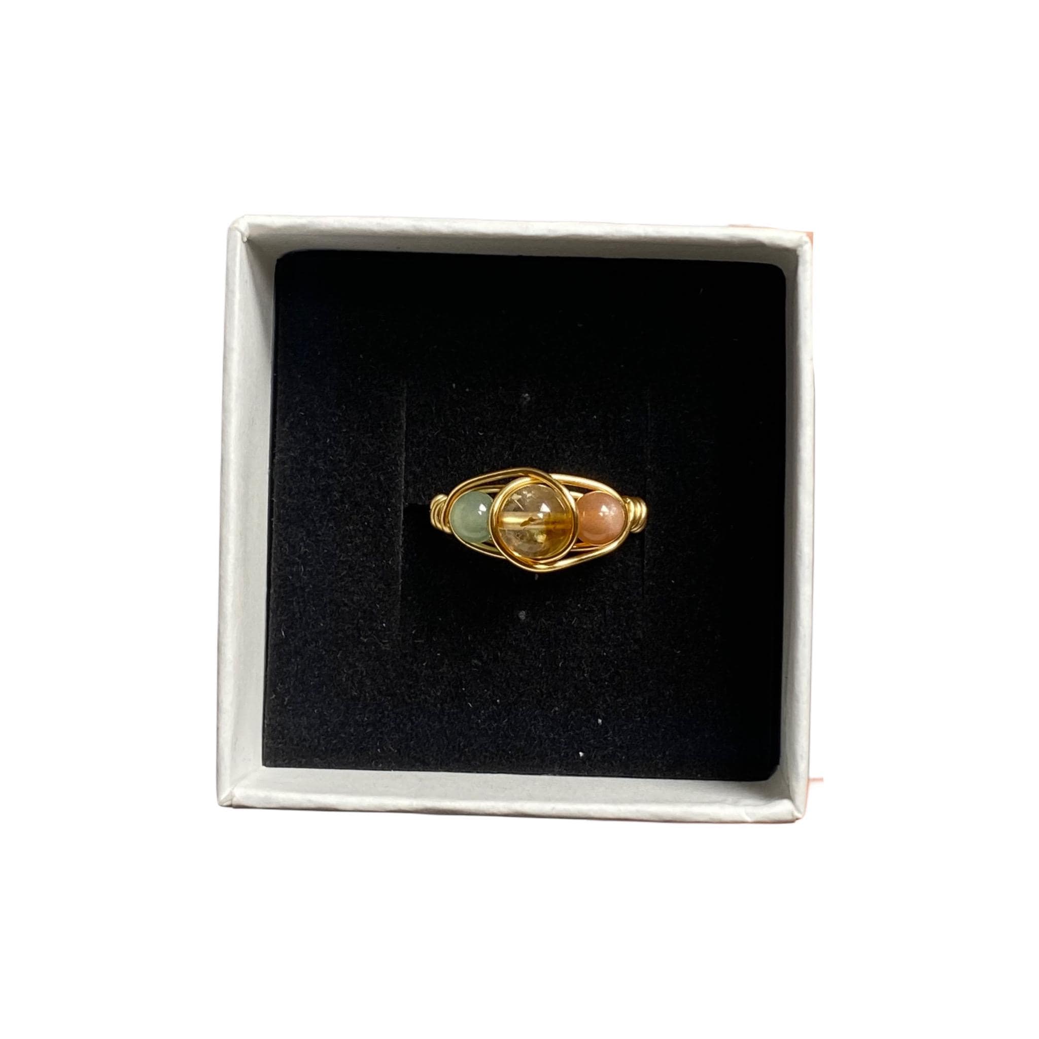 Lucky Girl Syndrome Crystal Ring With Green Aventurine, Citrine and ...