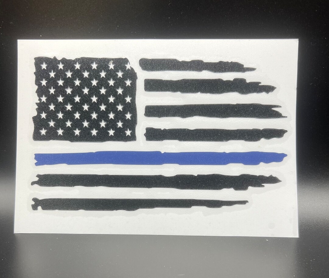 Distressed American Flag - Support Police Officers - Blue Line - Etsy