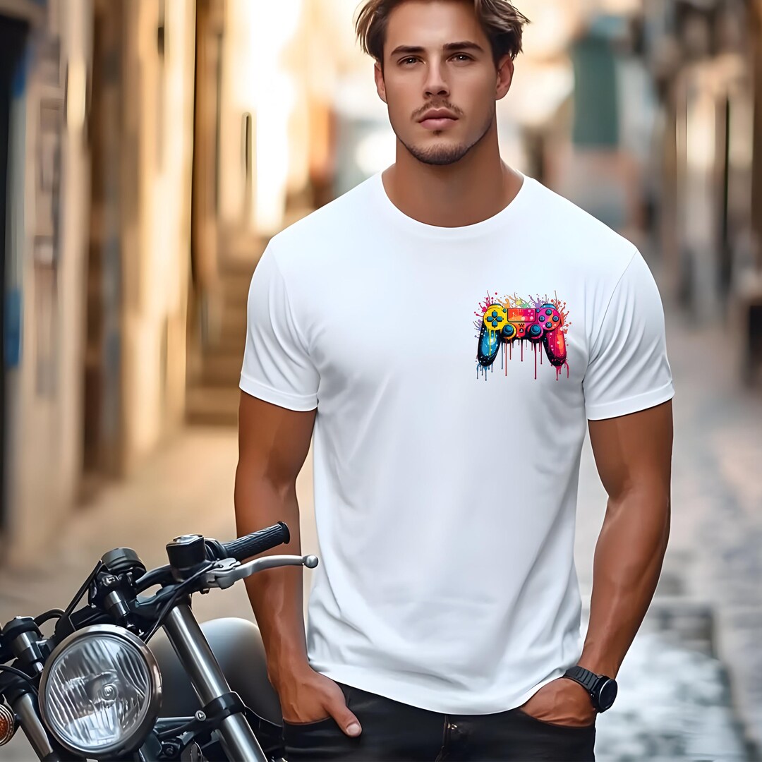 Playstation Controller-white T-shirt Pocket Logo- Gamer/gaming ...