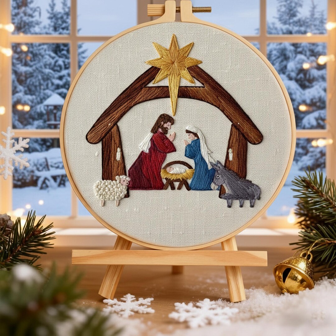 Nativity Scene Embroidery Kit for Beginners, DIY Religious Christmas ...