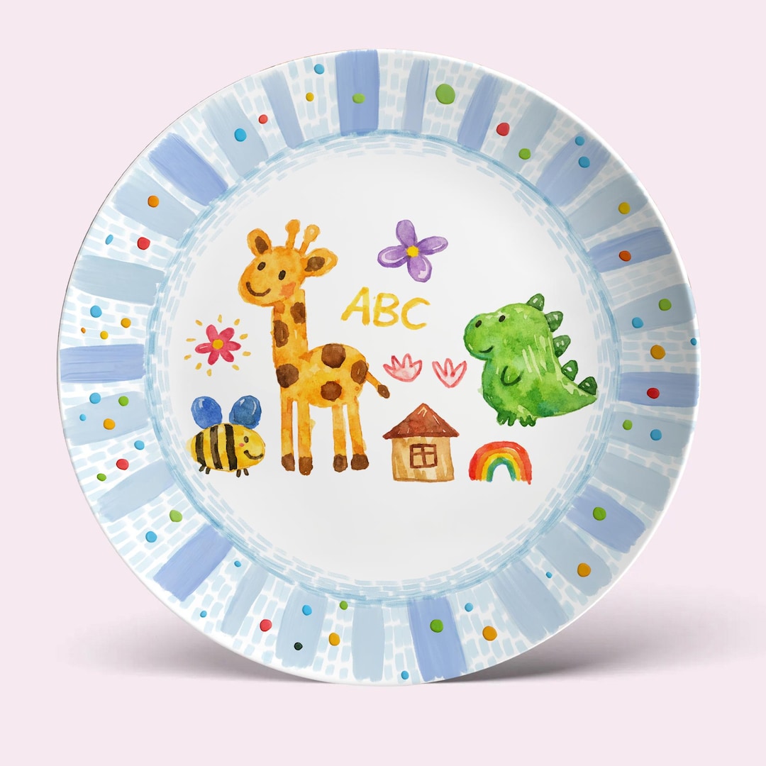 Custom Kids Photo Drawing Plate, Personalized Child Art Plate, Kids ...