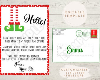 Christmas Elf Mail and Envelope Template, LATE ARRIVAL, Editable ...
