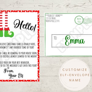 Christmas Elf Mail and Envelope Template, EARLY ARRIVAL, Editable ...