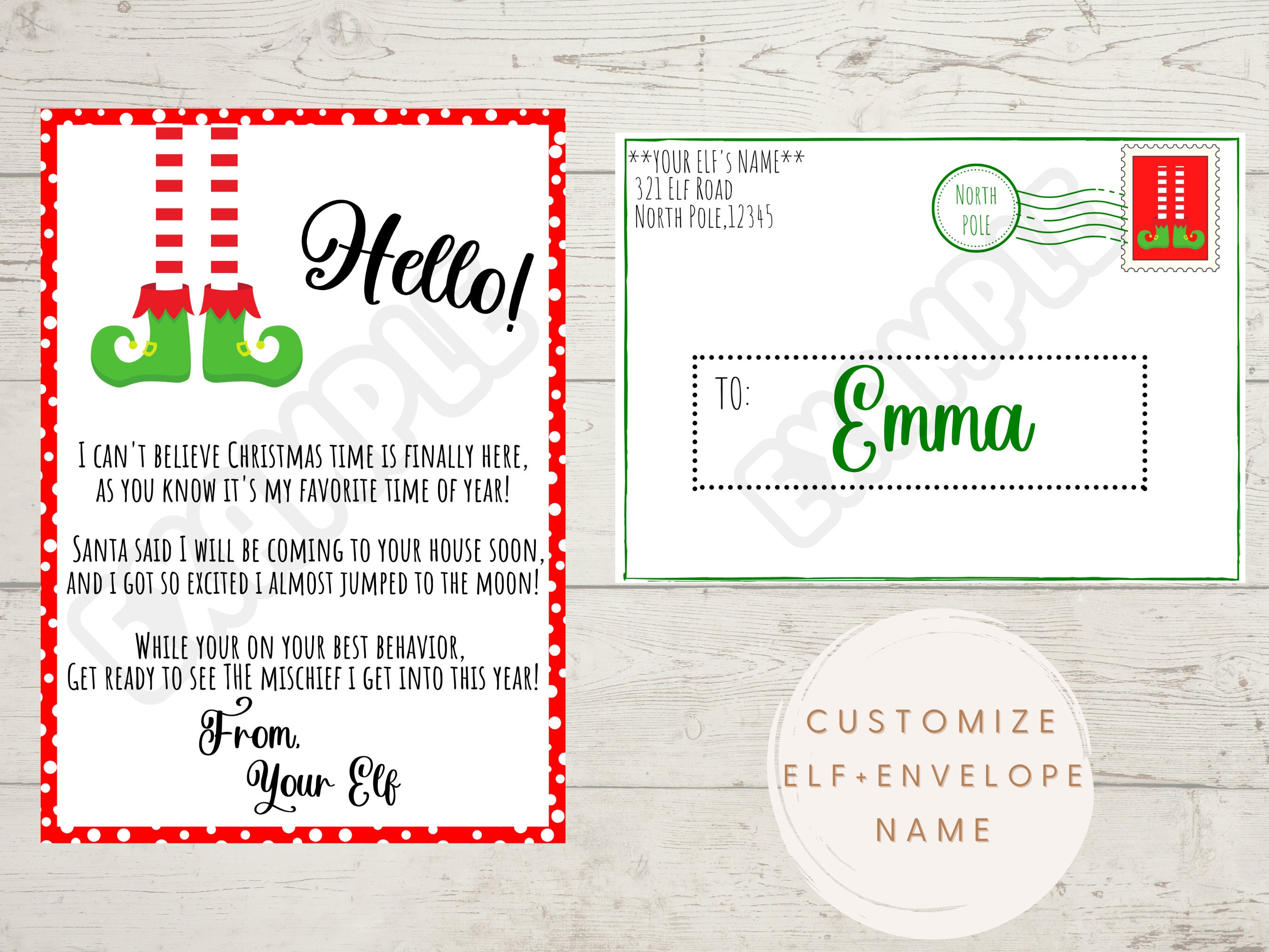 Christmas Elf Mail and Envelope Template, EARLY ARRIVAL, Editable ...