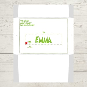 The Grinch Envelope Template, Editable, Customizable, Kids Christmas ...