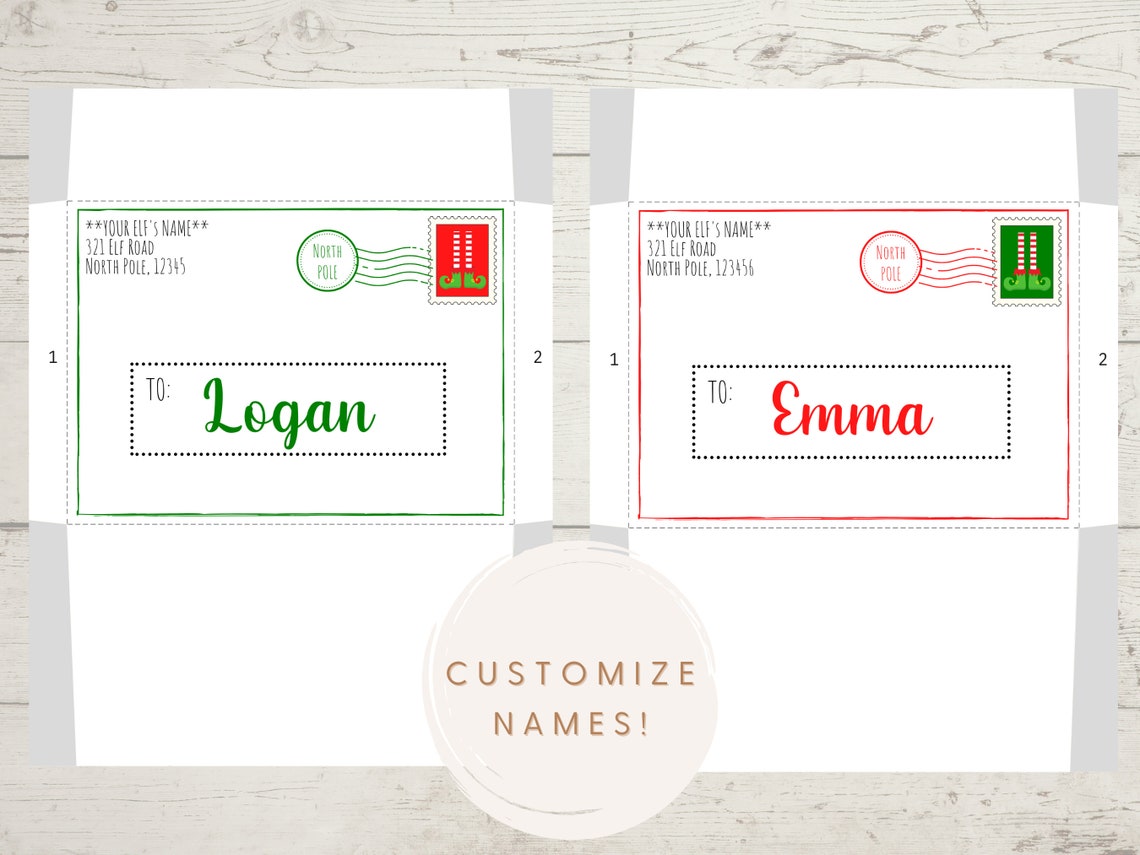 Christmas Elf Mail and Envelope Template EARLY ARRIVAL - Etsy