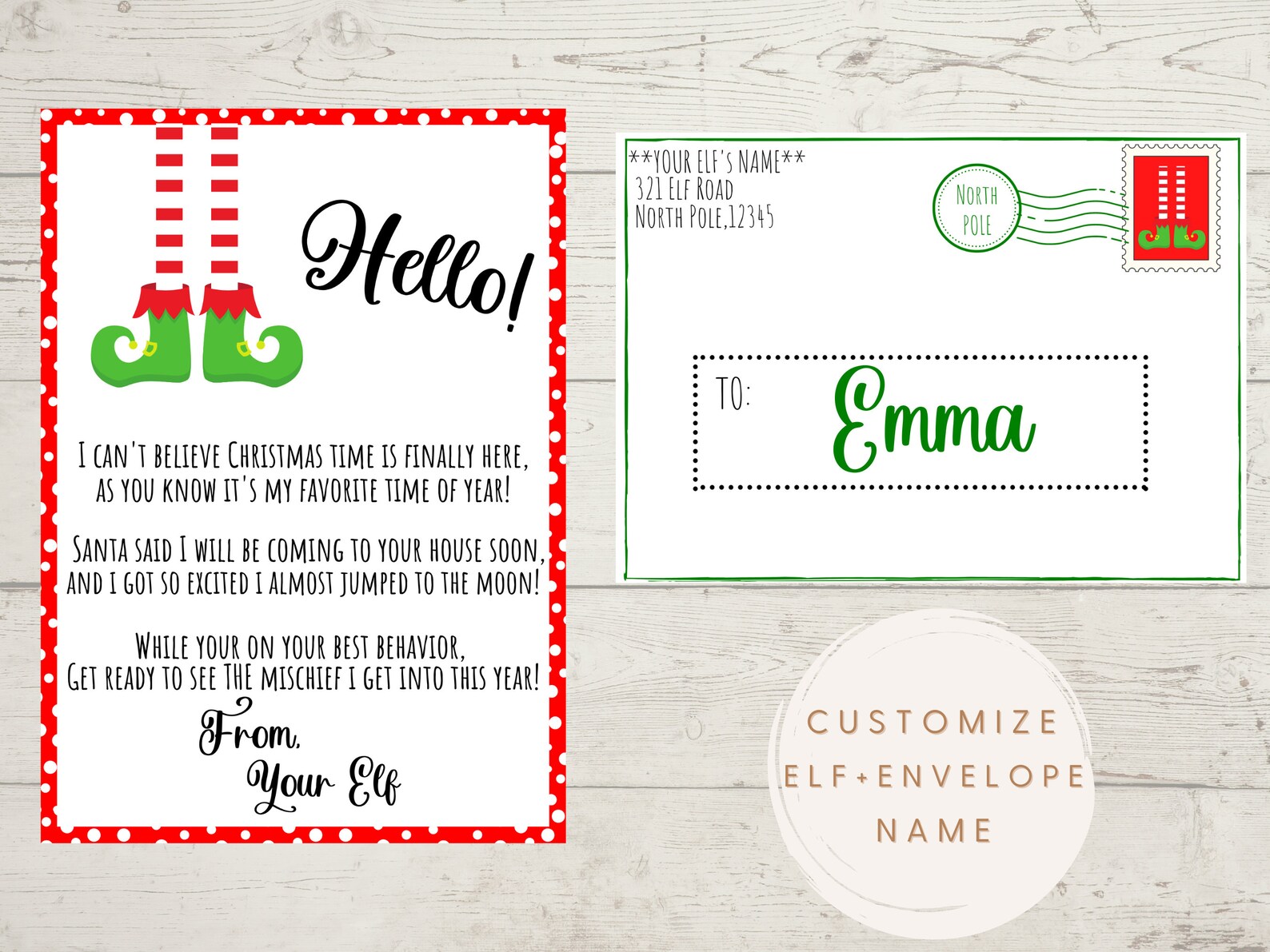 Christmas Elf Mail and Envelope Template EARLY ARRIVAL - Etsy