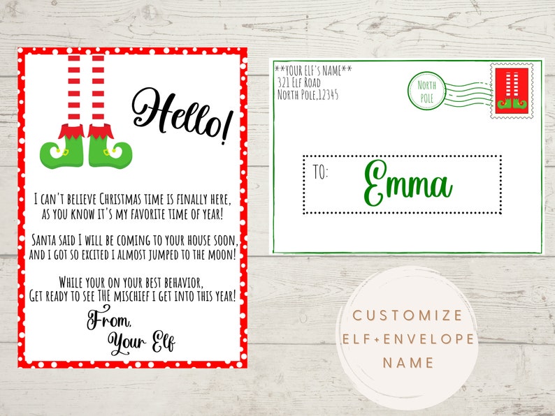 Christmas Elf Mail and Envelope Template EARLY ARRIVAL - Etsy