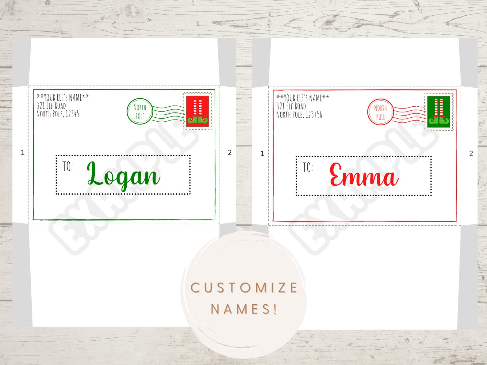 Christmas Elf Mail Envelope Template Editable, Customizable, Christmas ...
