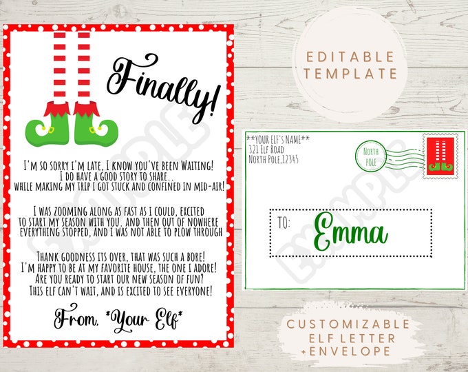 Elf Late Arrival Message Instant Download - Etsy