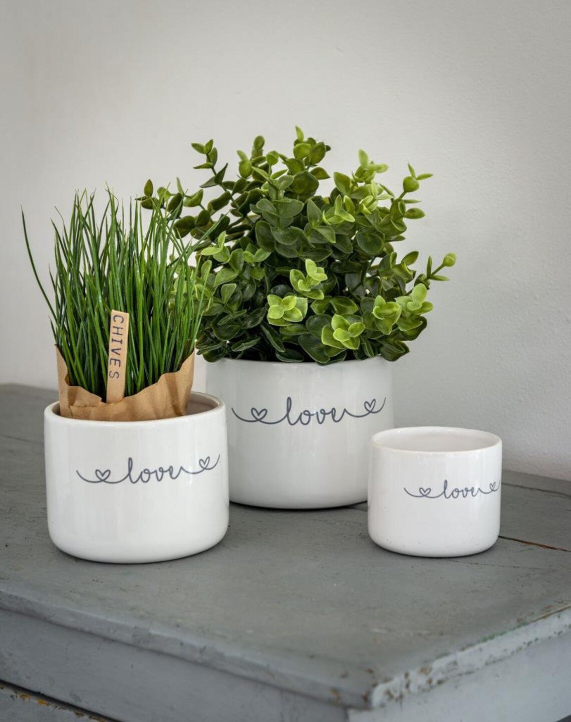 Set of 3 love Pots - Etsy