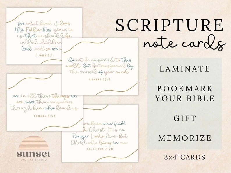 12 Printable Bible Verse Cards, Encouraging Scripture Memorization ...