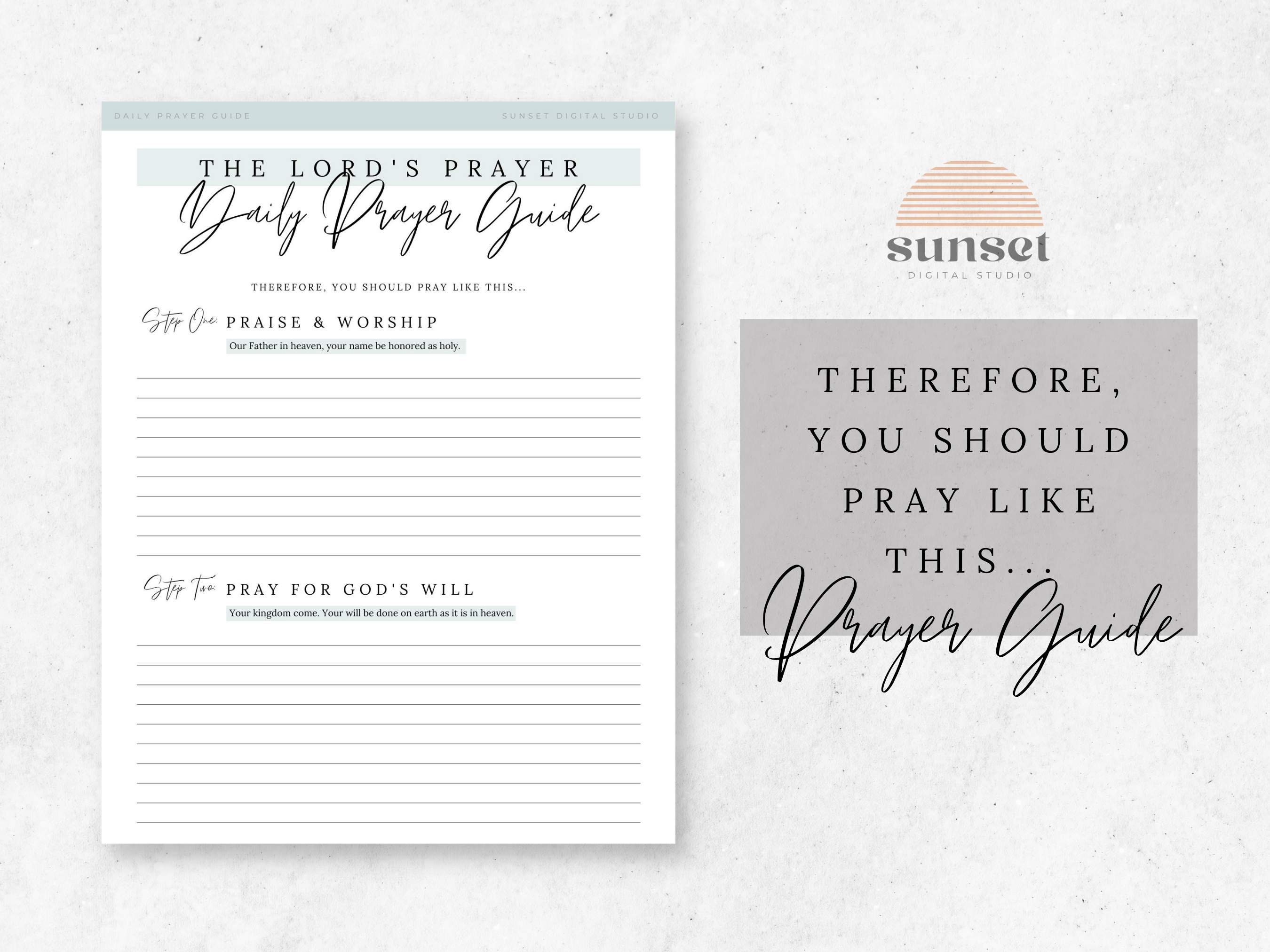 Printable Prayer Journal, the Lord's Prayer Guide, Printable Daily ...