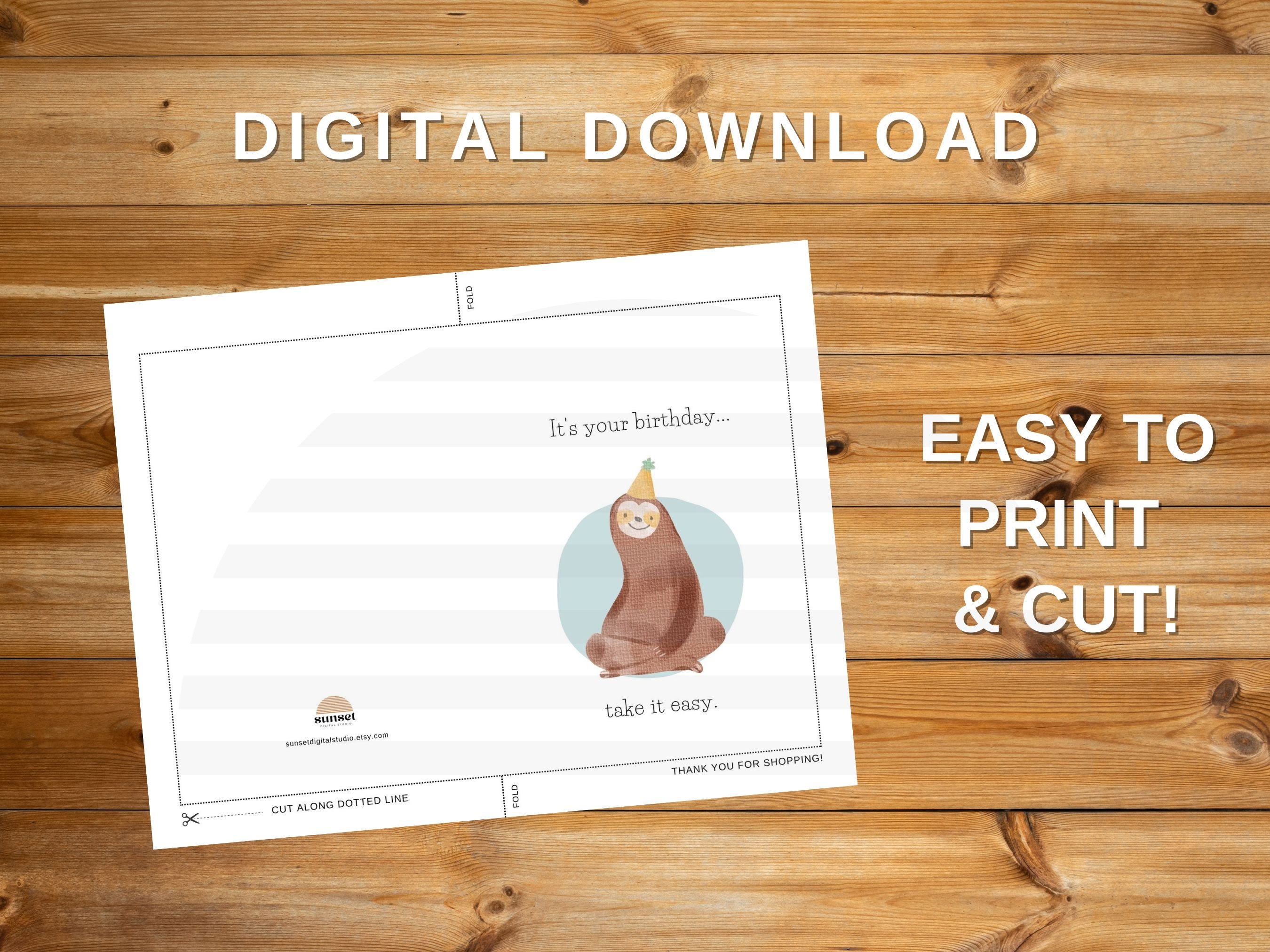 Funny Birthday Card, Printable, Funny Sloth Birthday Card, for Coworker ...