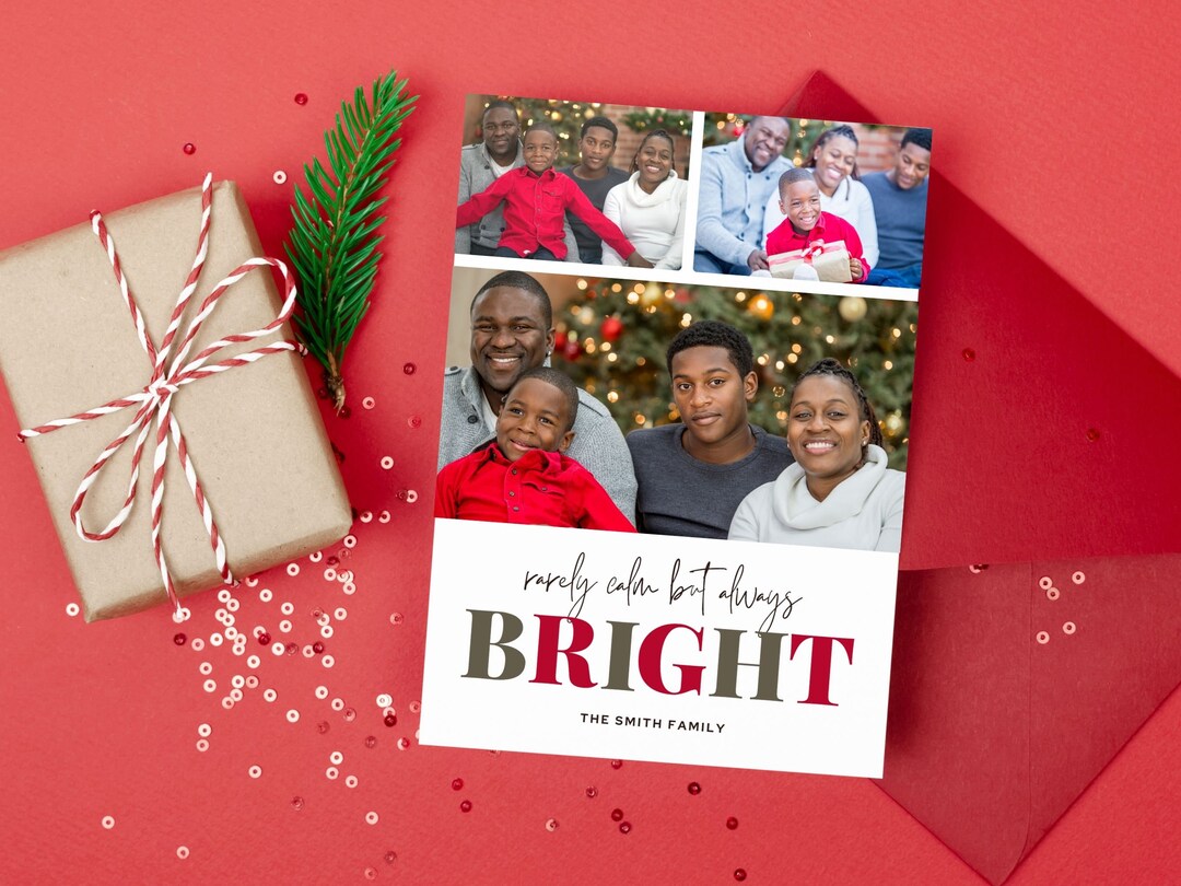 Rarely Calm but Always Bright, Family Christmas Card, Customizable ...