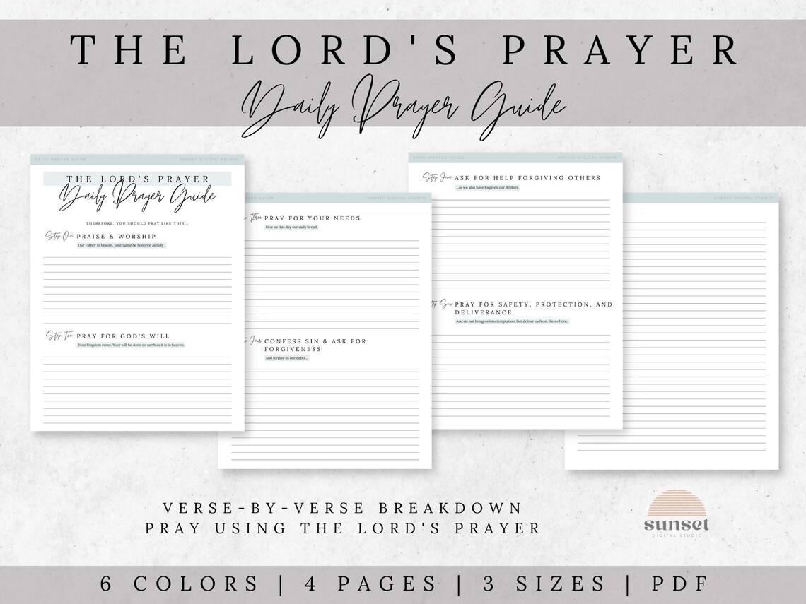 Printable Prayer Journal, the Lord's Prayer Guide, Printable Daily ...