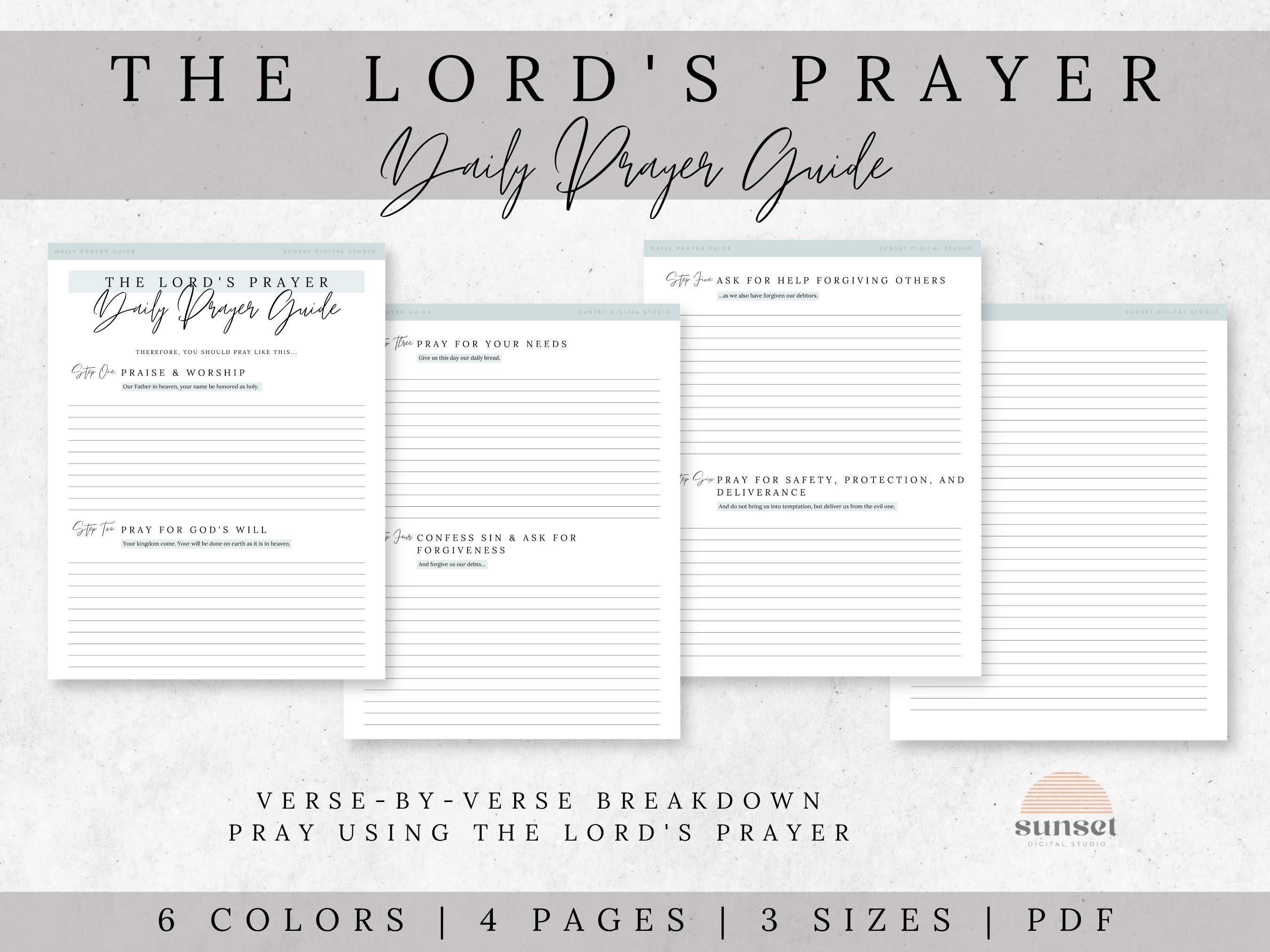 Printable Prayer Journal, the Lord's Prayer Guide, Printable Daily ...