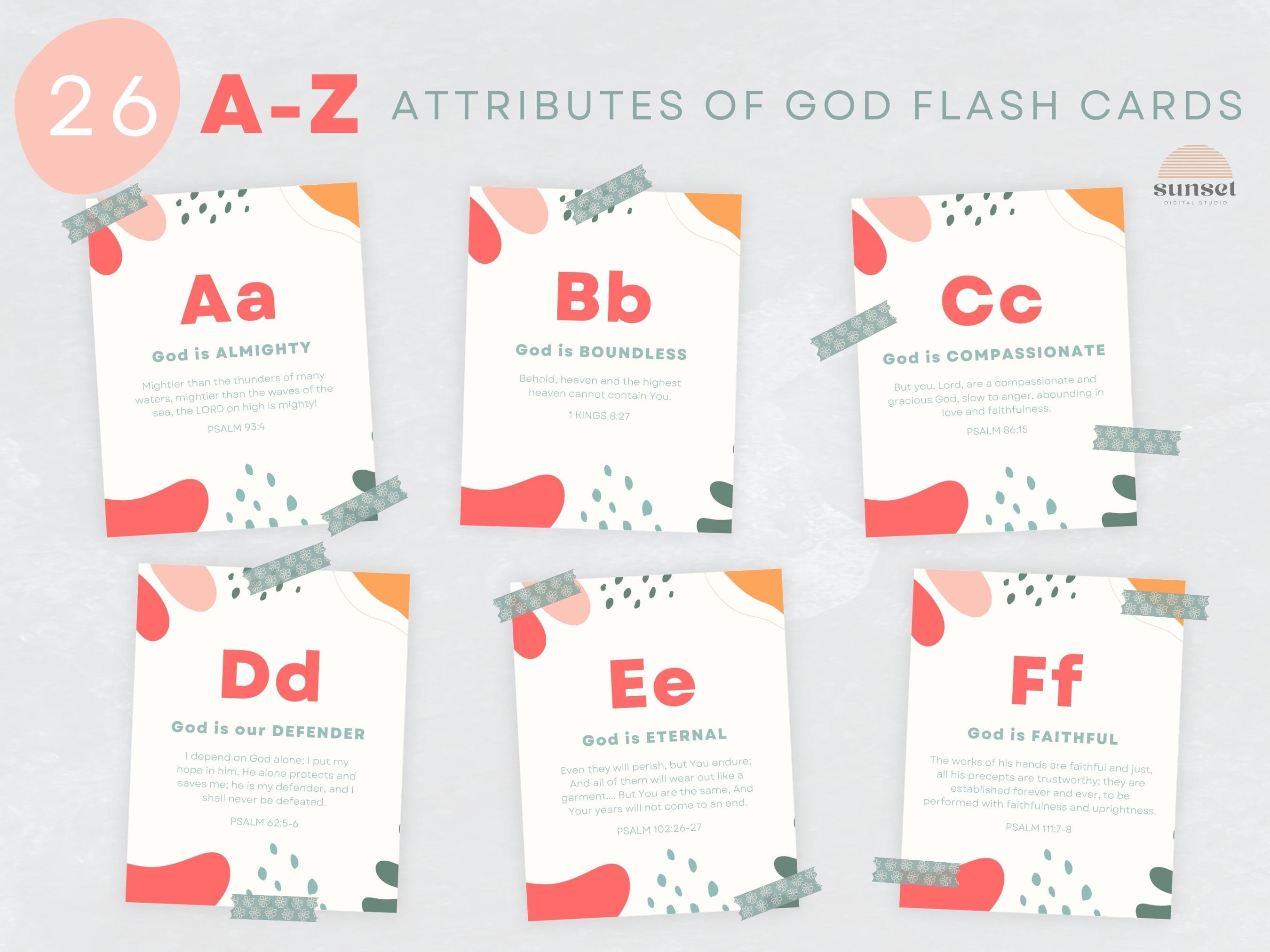 ABC Attributes of God Flashcards, Printable Character of God Cards, A-Z ...