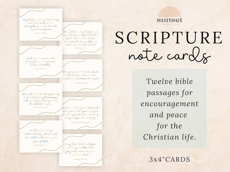 24 Printable Bible Verse Cards, Encouraging Scripture Memorization ...
