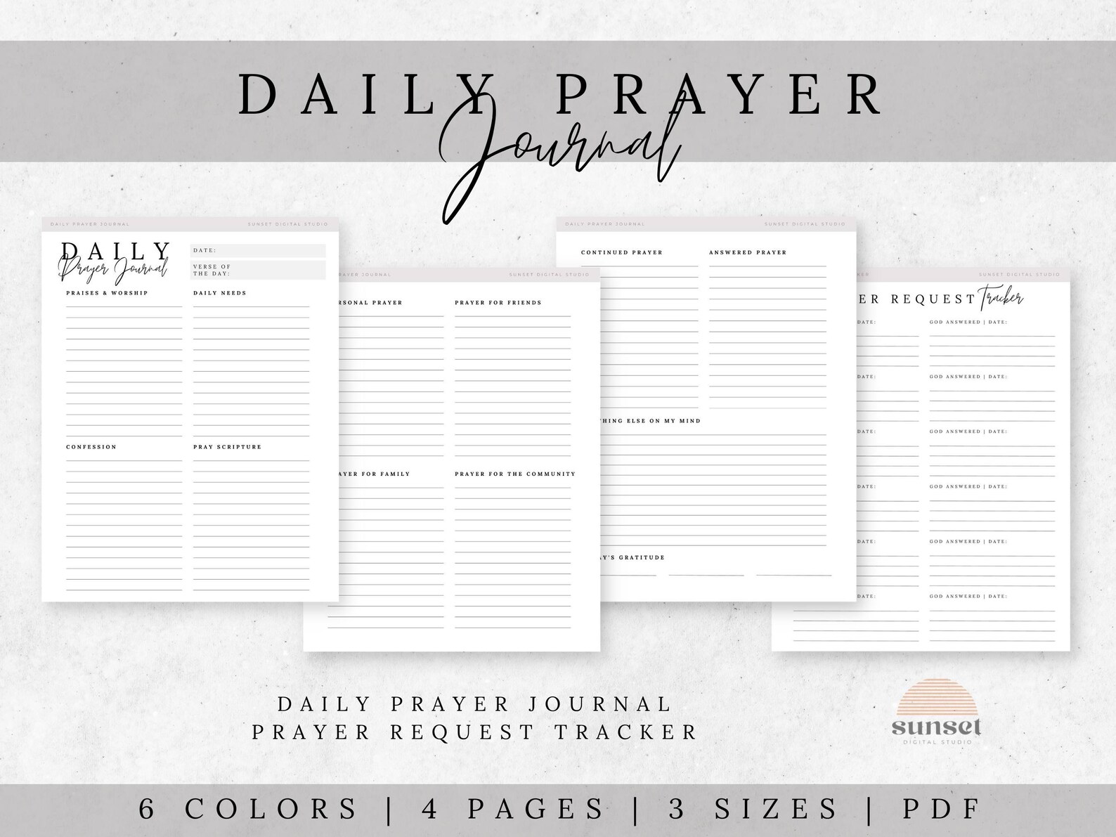 Daily Prayer Journal, Printable Christian Prayer Journal, Prayer ...