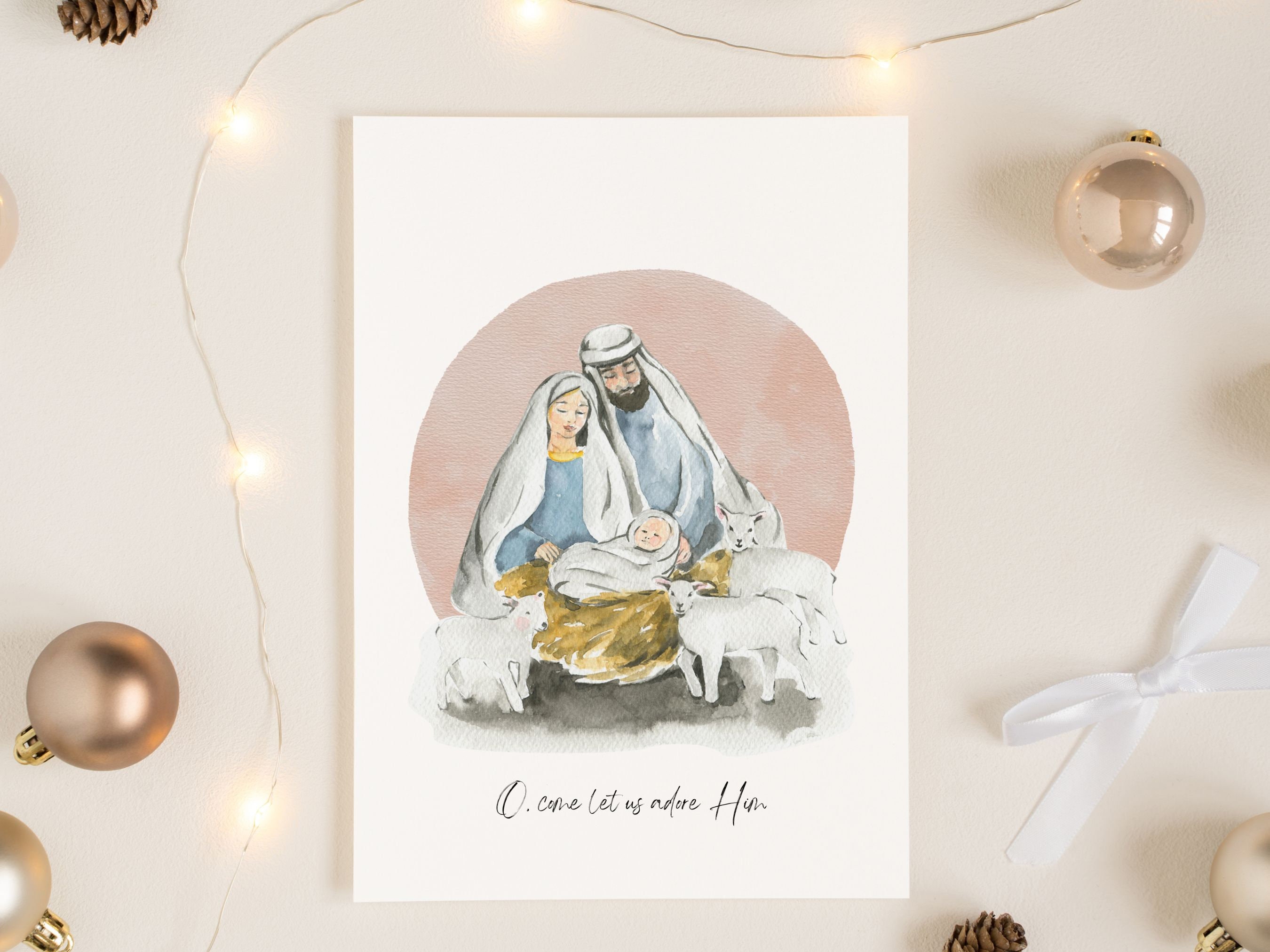 Watercolor Nativity, Printable Card, Christmas Card, Holiday Greeting ...