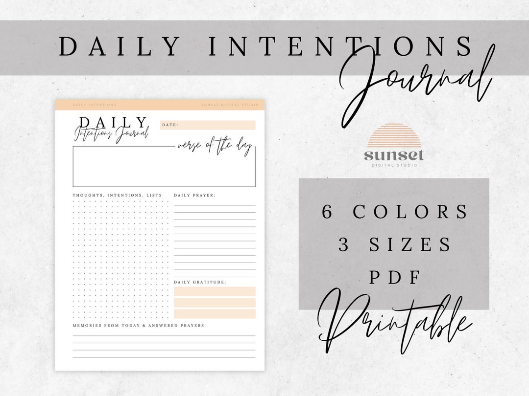 Printable Daily Intentions Journal, Daily Christian Planner, Daily ...